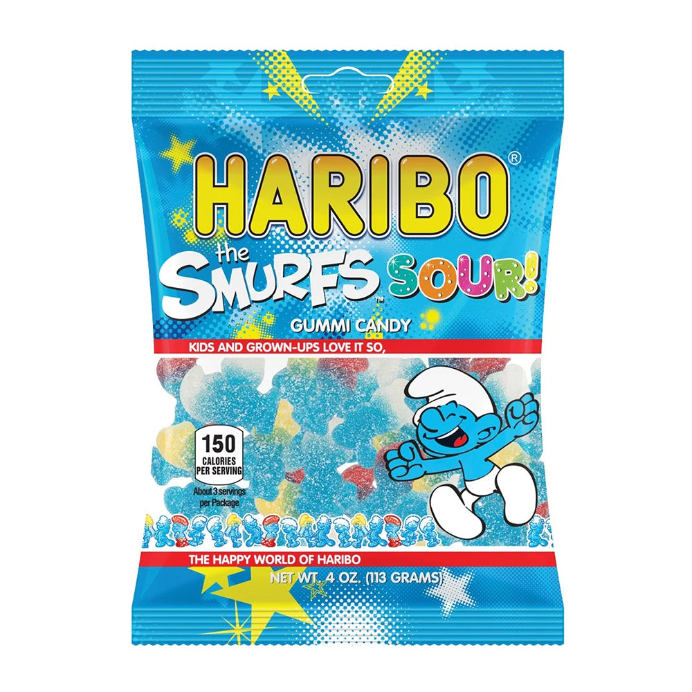 Haribo - Smurfs Sour - 12/113g EXP : 31/03/2026